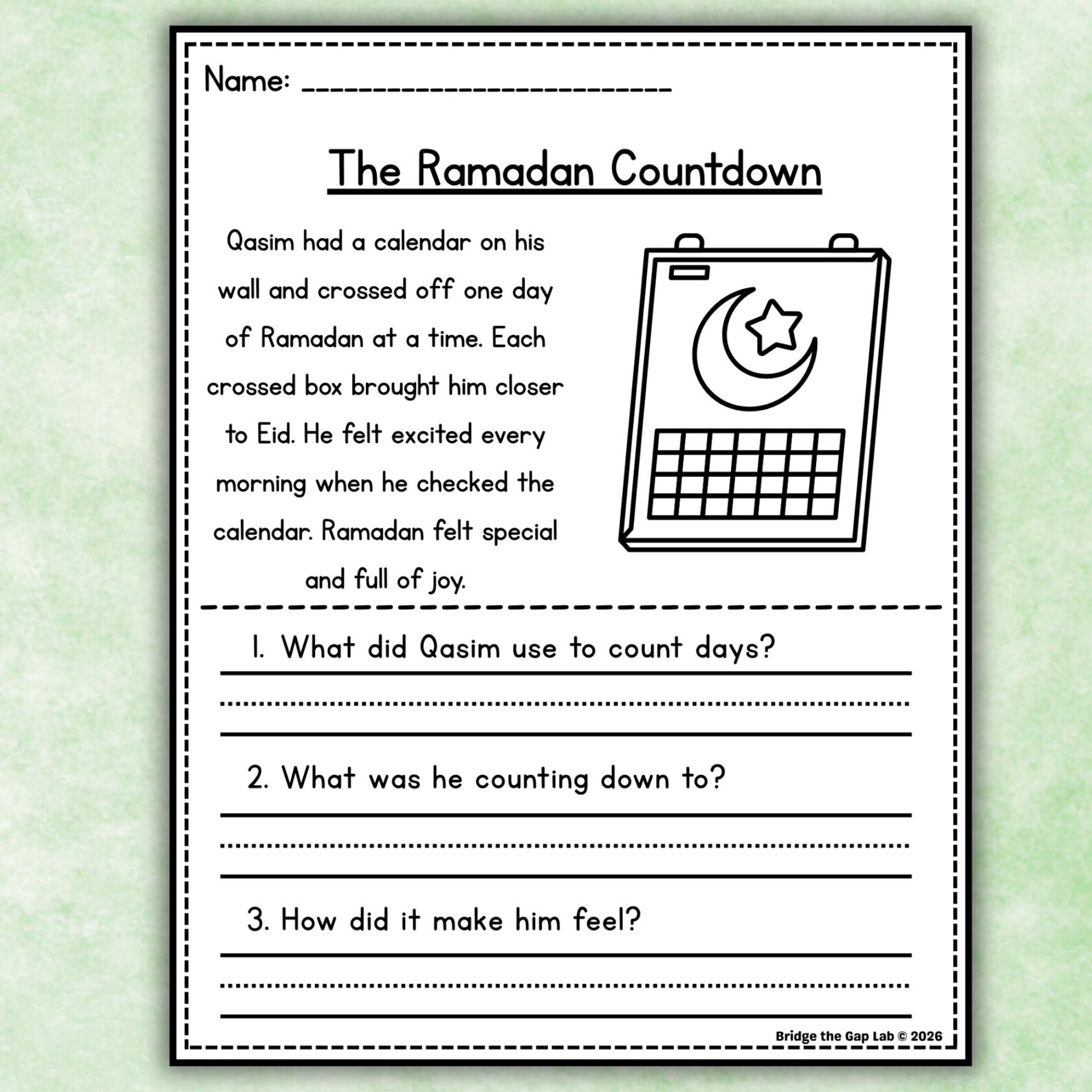 Ramadan Reading Comprehension Worksheets for Kids | Grade 1–3 Islamic ...
