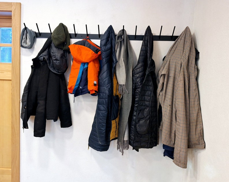 Black Metal Peg Rack: Wall Mounted Clothes and Bag Hanger - Etsy