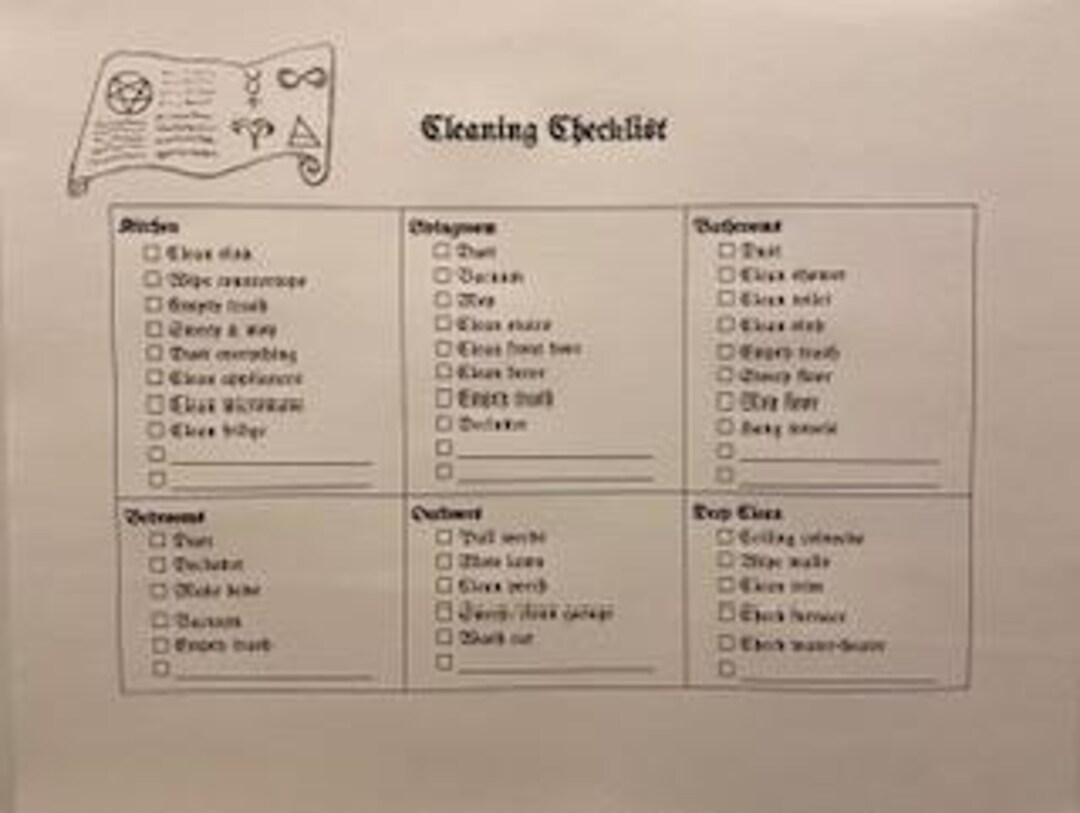 Elegant Gothic Cleaning Checklist | Dark Aesthetic Planner Page ...