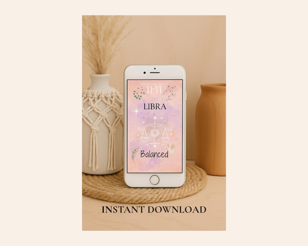 Libra Zodiac Wallpaper | Boho Astrology Phone Wallpaper | Digital ...