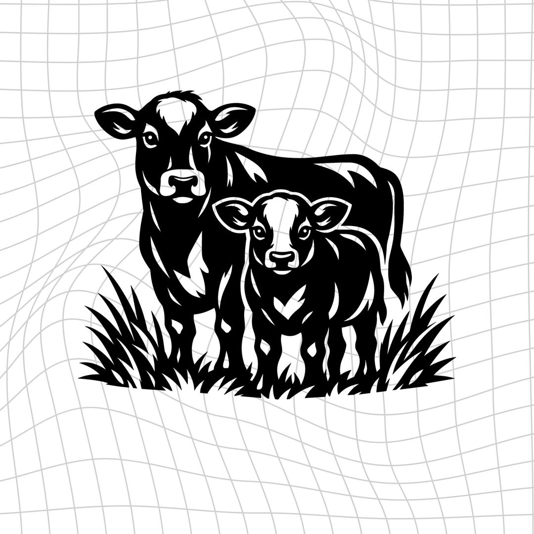 Cow Calf Svg Png Eps, Farm Animal Svg, Mother Cow Svg, Standing Cow Svg ...
