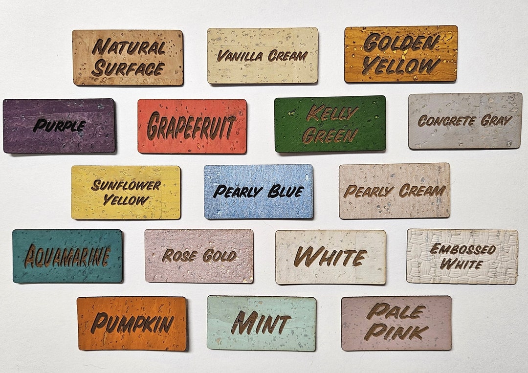 Qty. 25 Custom Laser Engraved Cork Fabric Labels, Knitting Labels, Cork ...