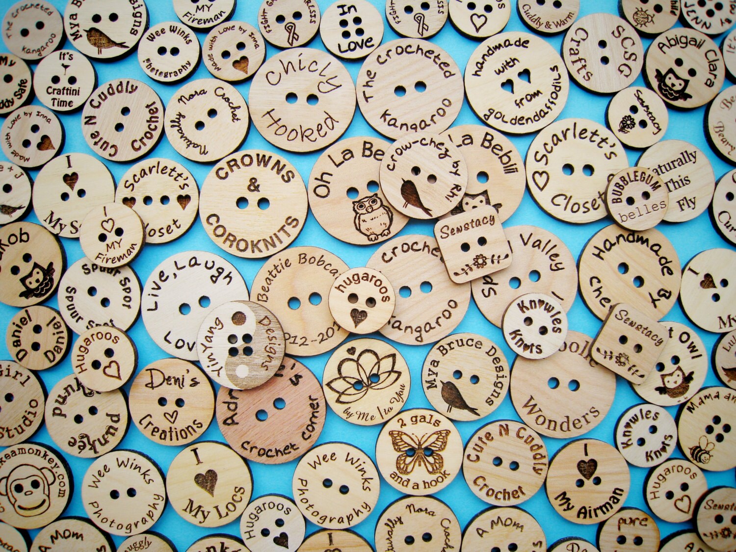 Custom Laser Engraved Birch Ply Buttons (set of 50) - Etsy