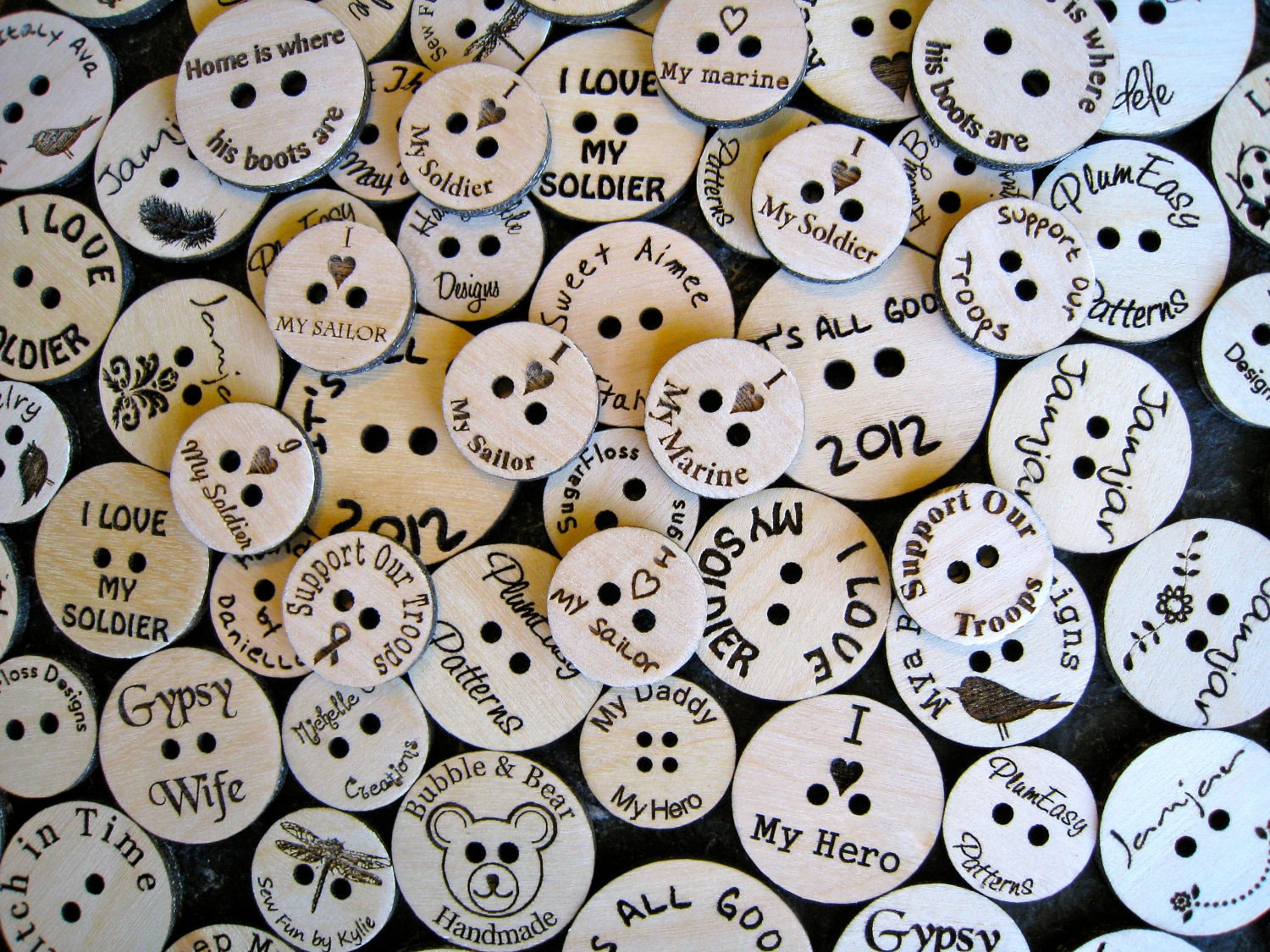 Custom Laser Engraved Birch Ply Buttons (set of 50) - Etsy
