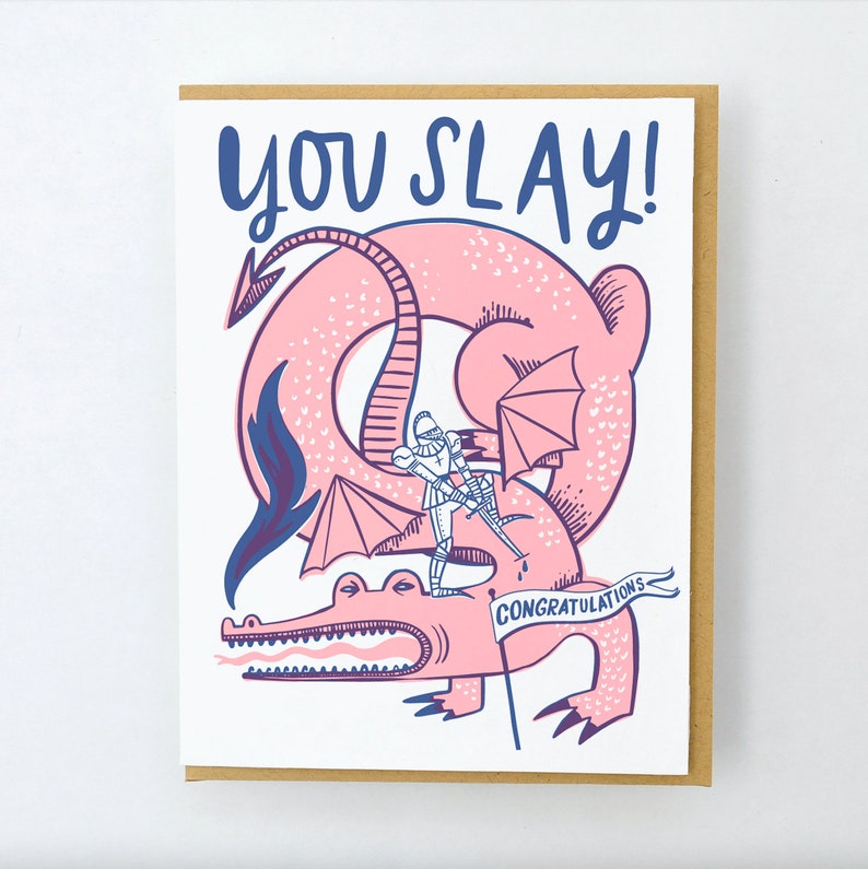 You Slay Congratulations Knight Slaying Dragon Pun Neon Congratulations ...