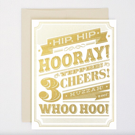 Cheering Woo Hoo Content Bookstore | Cheers Hooray Woohoo Wedding Card