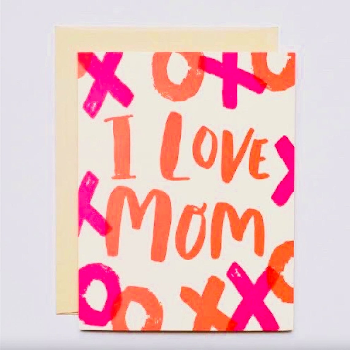 I Love Mom NEON Handwritten Font Style Card Happy Mother's Day Bold ...