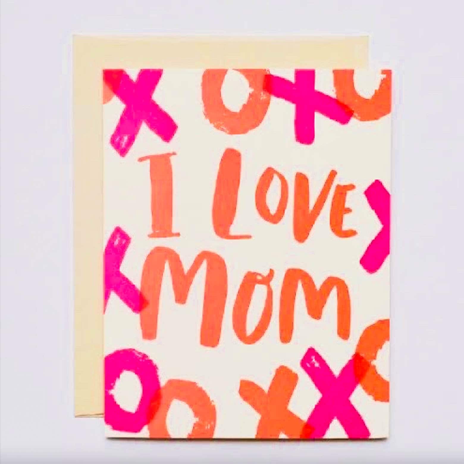 I Love Mom NEON Handwritten Font Style Card Happy Mother's Day Bold ...