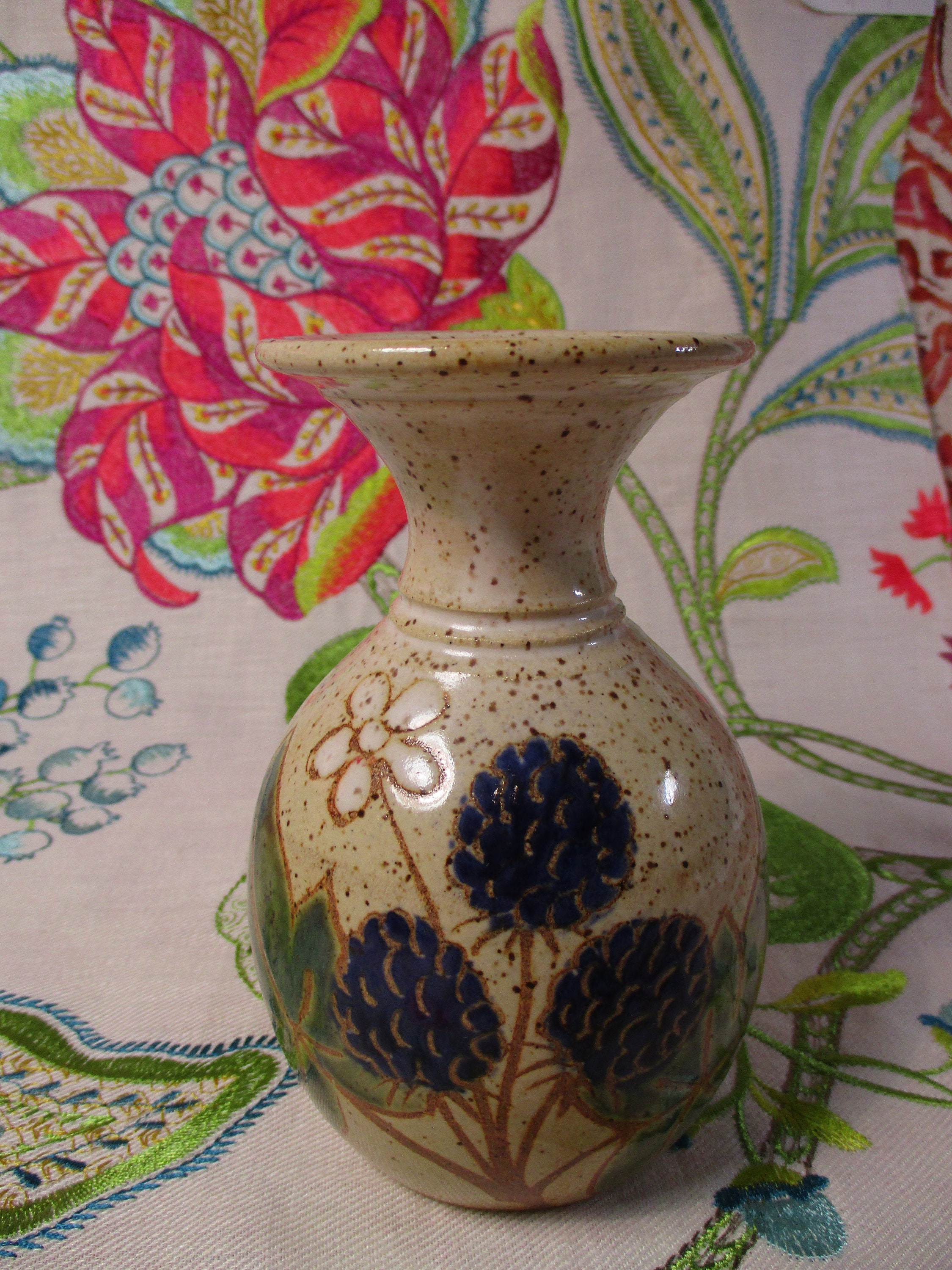 VTG 1970's Studio Pottery Vase Signed SY STY Painted Glazed Relief of ...