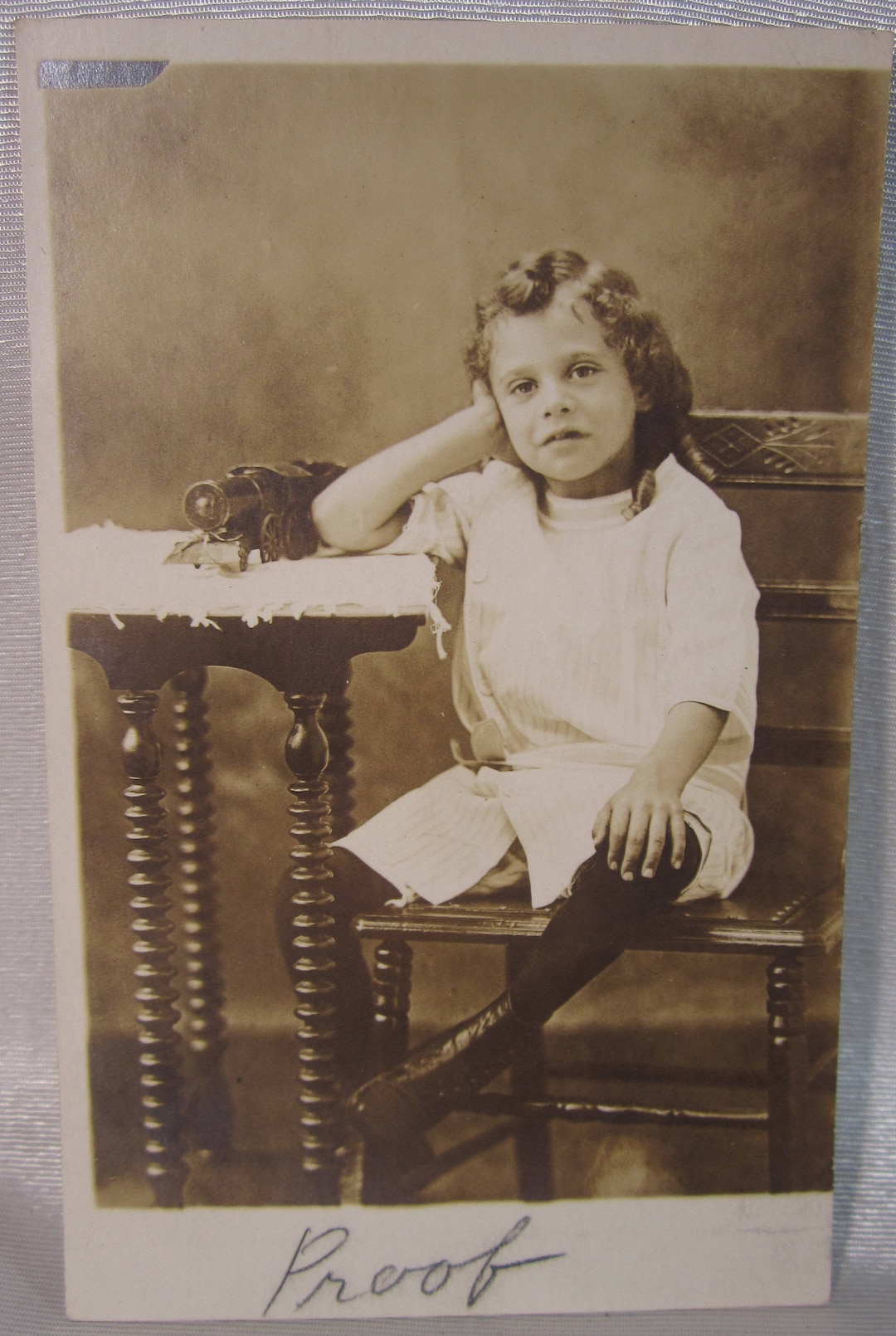 1914 Proof Photo Postcard of 6 Year, 8 Months Old Exasperated Little ...