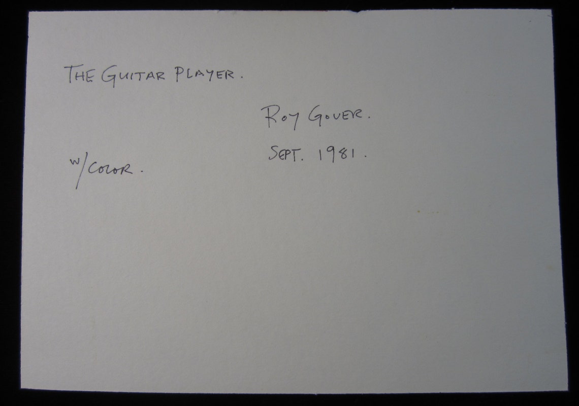 Roy Henry Gover Original Painting "the Guitar Player" Watercolor on 7 ...