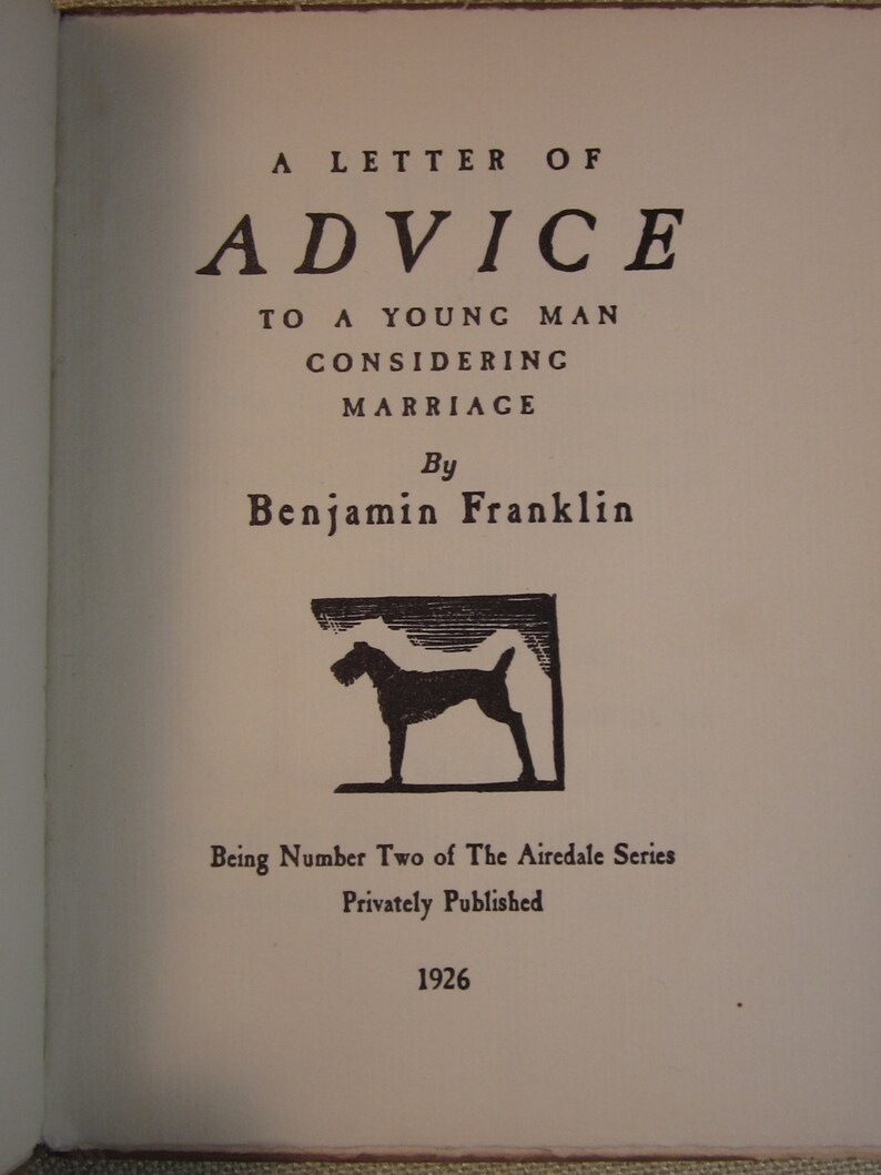 Benjamin Franklin's Letter Written to A Young Man. - Etsy