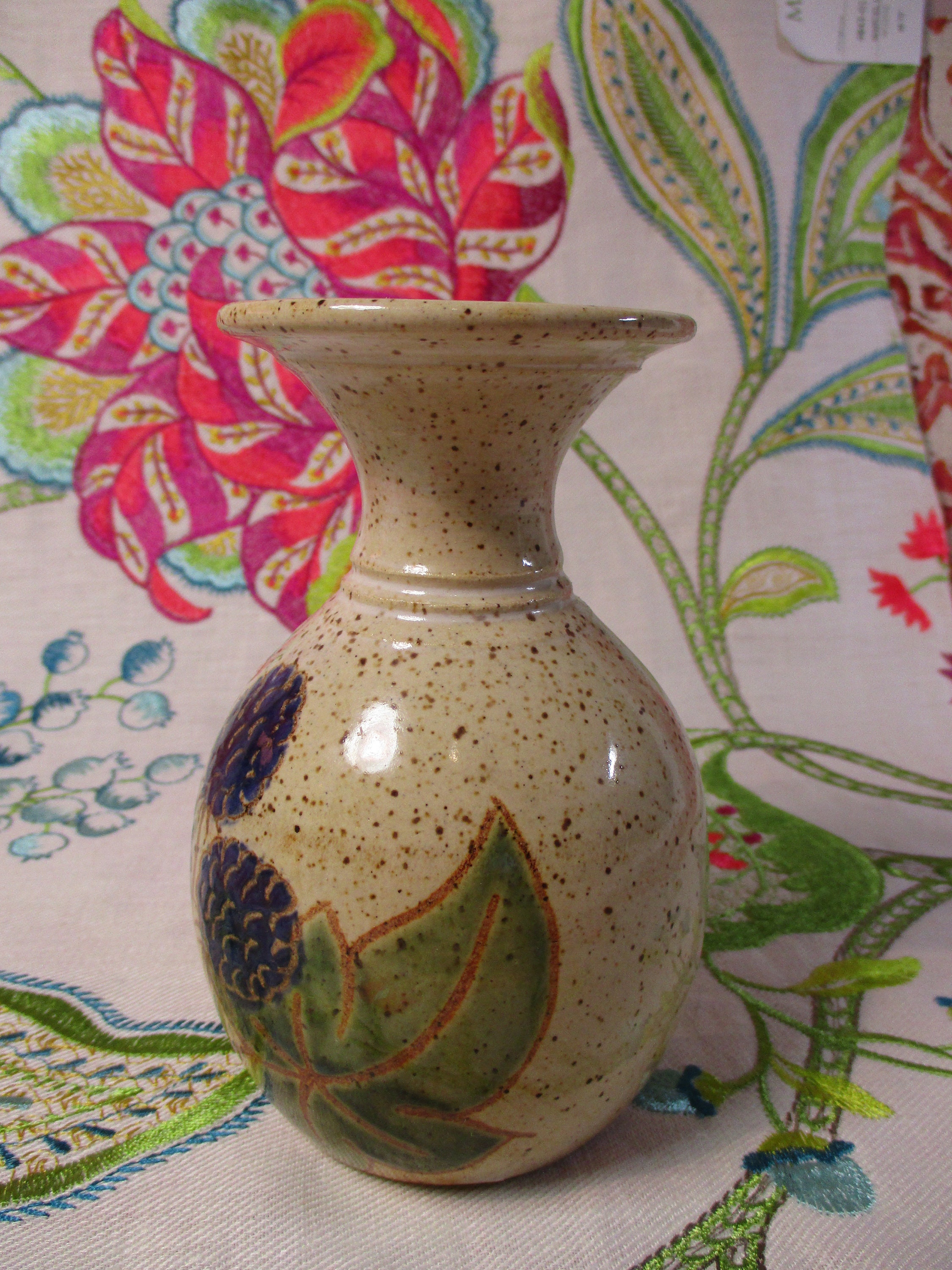 VTG 1970's Studio Pottery Vase Signed SY STY Painted Glazed Relief of ...