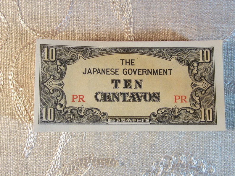 Vintage Japanese Government Ten Centavos PR Invasion Money From WWII ...