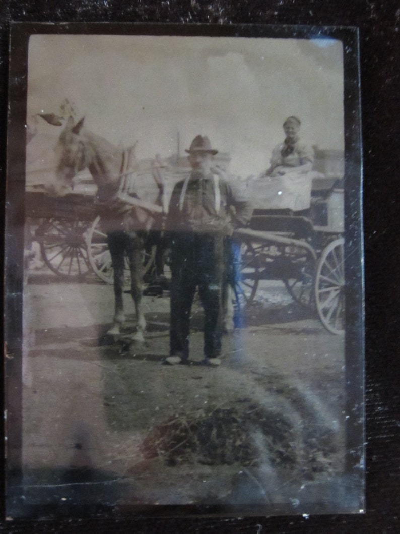 1800's Tintype Photograh Pioneer Couple Horse Wagon - Etsy