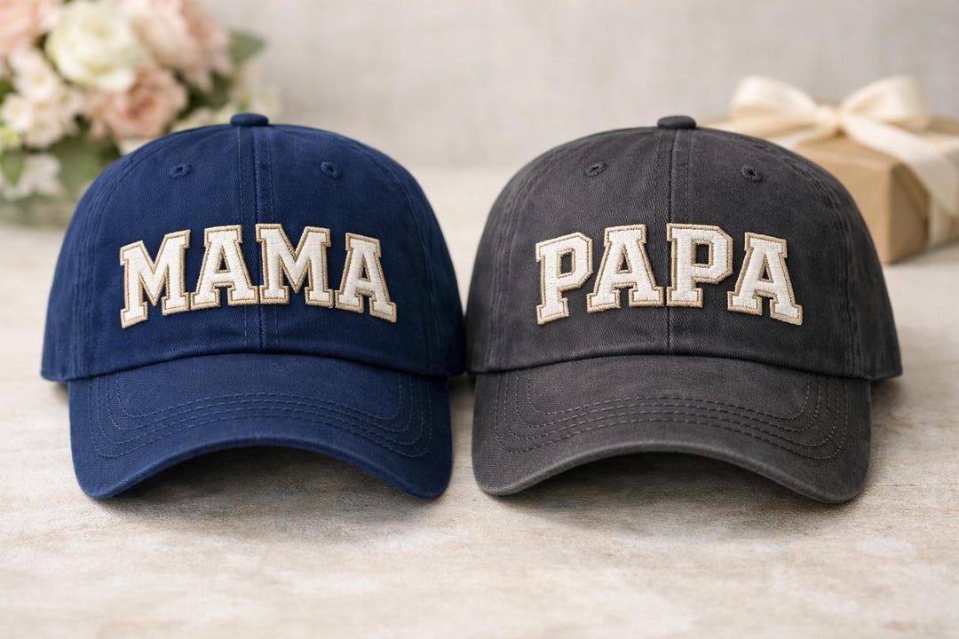 Custom Embroidered Mama Papa Hat Set, Matching Parent Baseball Caps ...