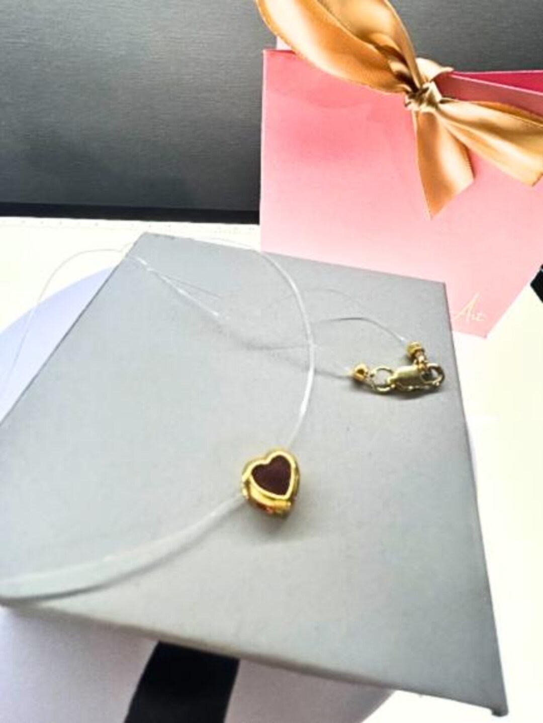 Delicate Invisible Heart Crystal Necklace – Sparkling , Crystal Red ...