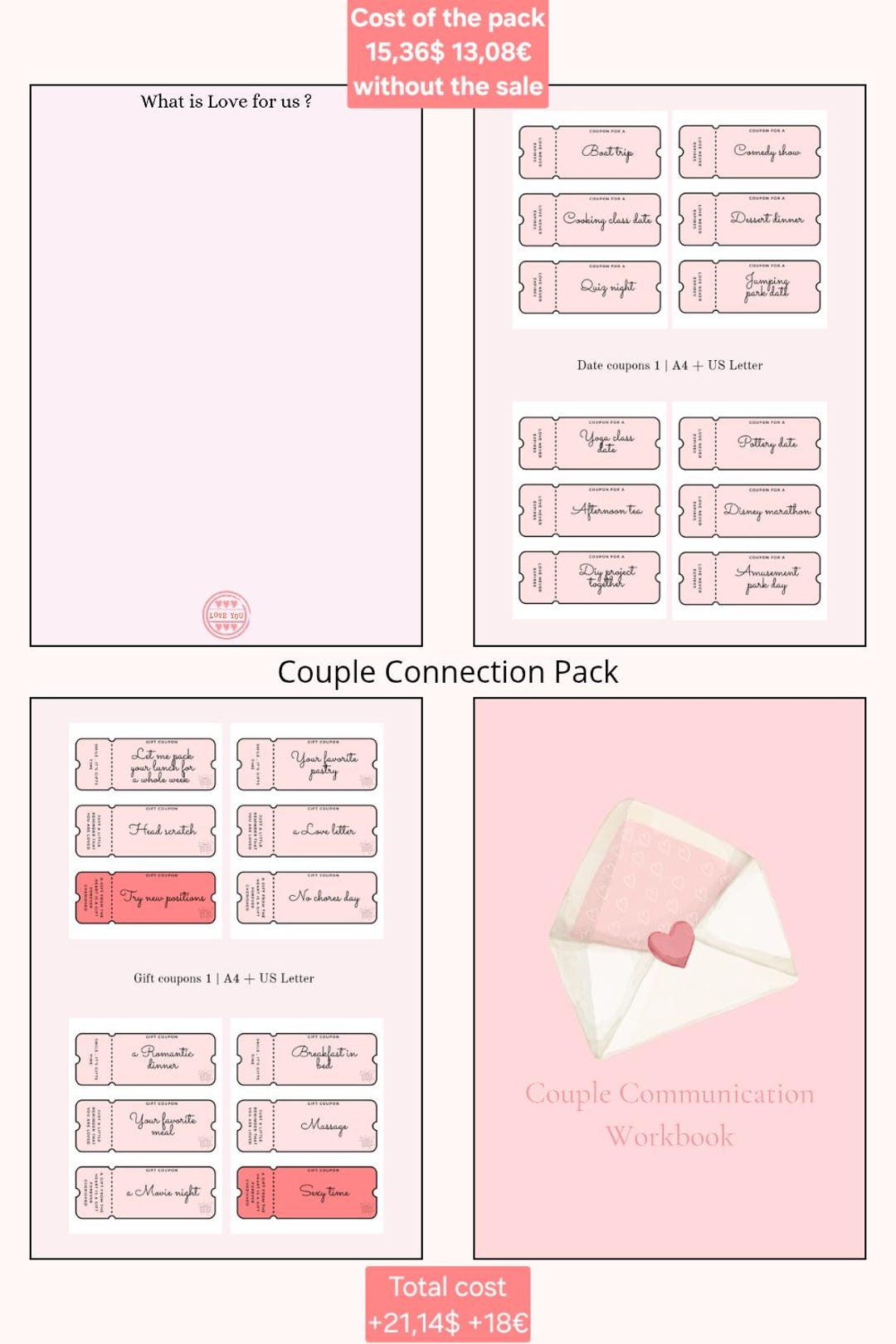 Couple Connection Bundle | Date Night Coupons + Communication Workbook ...