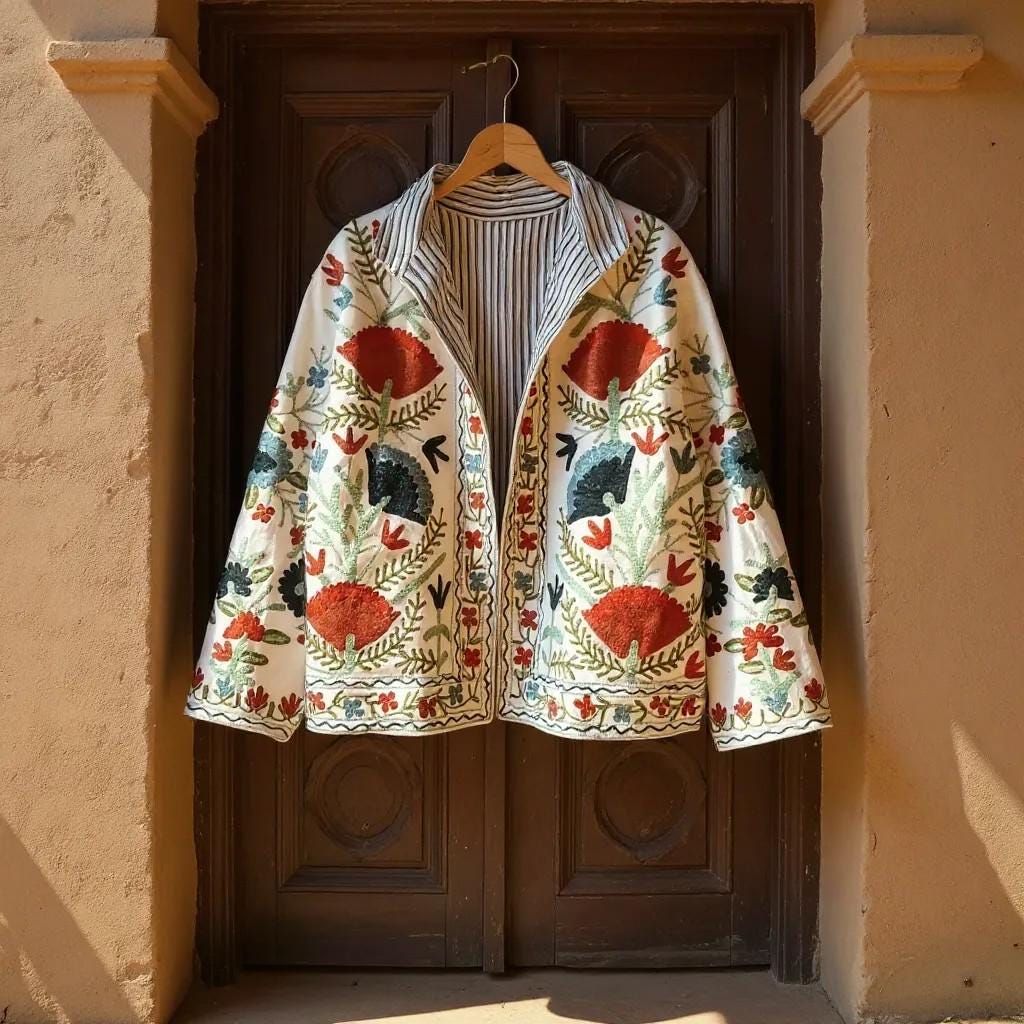 Hand Embroidered Suzani Velvet Jacket | Boho Floral Winter Coat ...