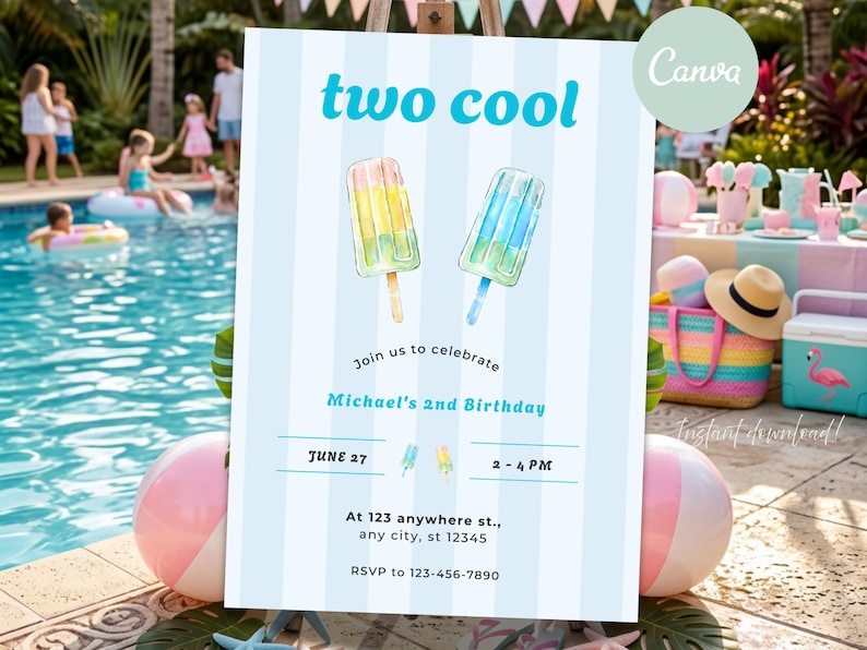 Popsicle Boy 2nd Birthday Invitation, Two Cool Summer Party Invite ...