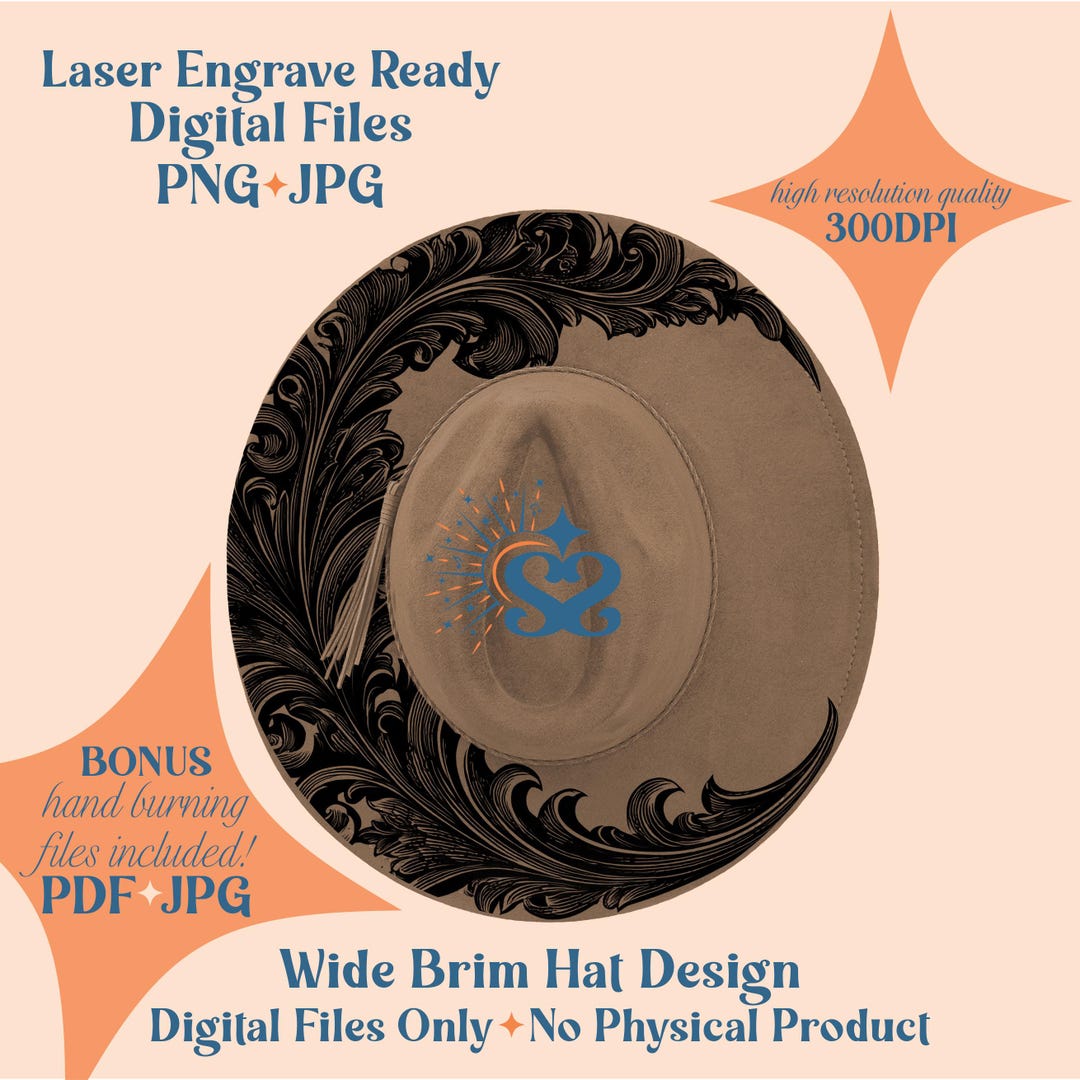 Western Filigree Hat Burn Design, Laser Engrave & Hand Burn Digital ...