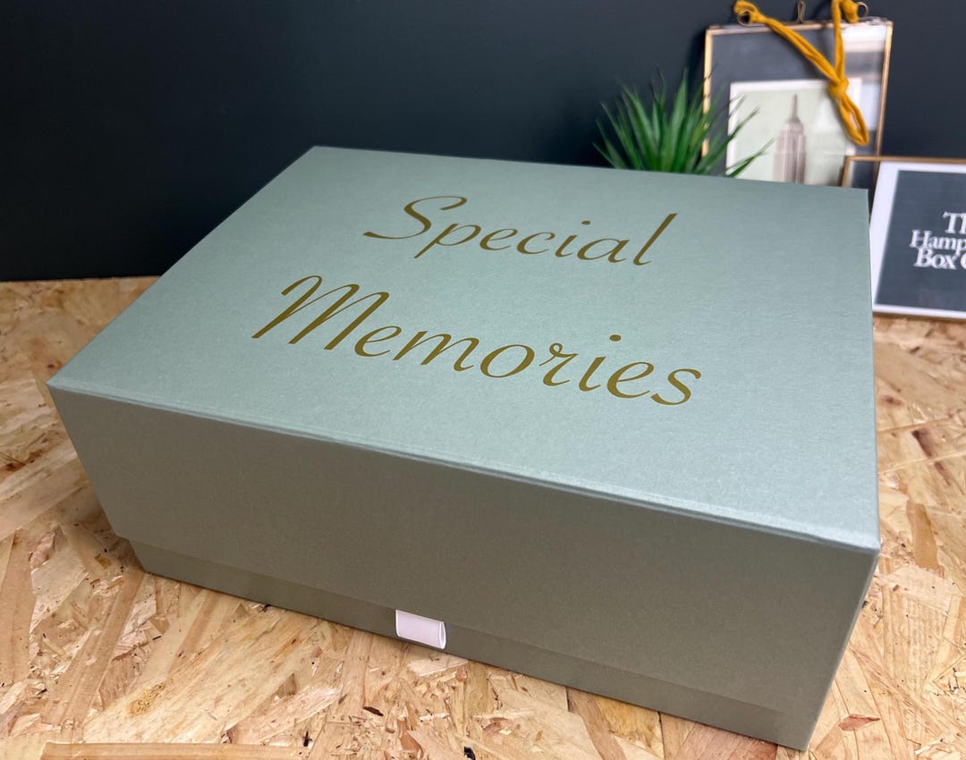 Sage Green Custom Magnetic Memory Box With Gold Script Lettering - Etsy UK