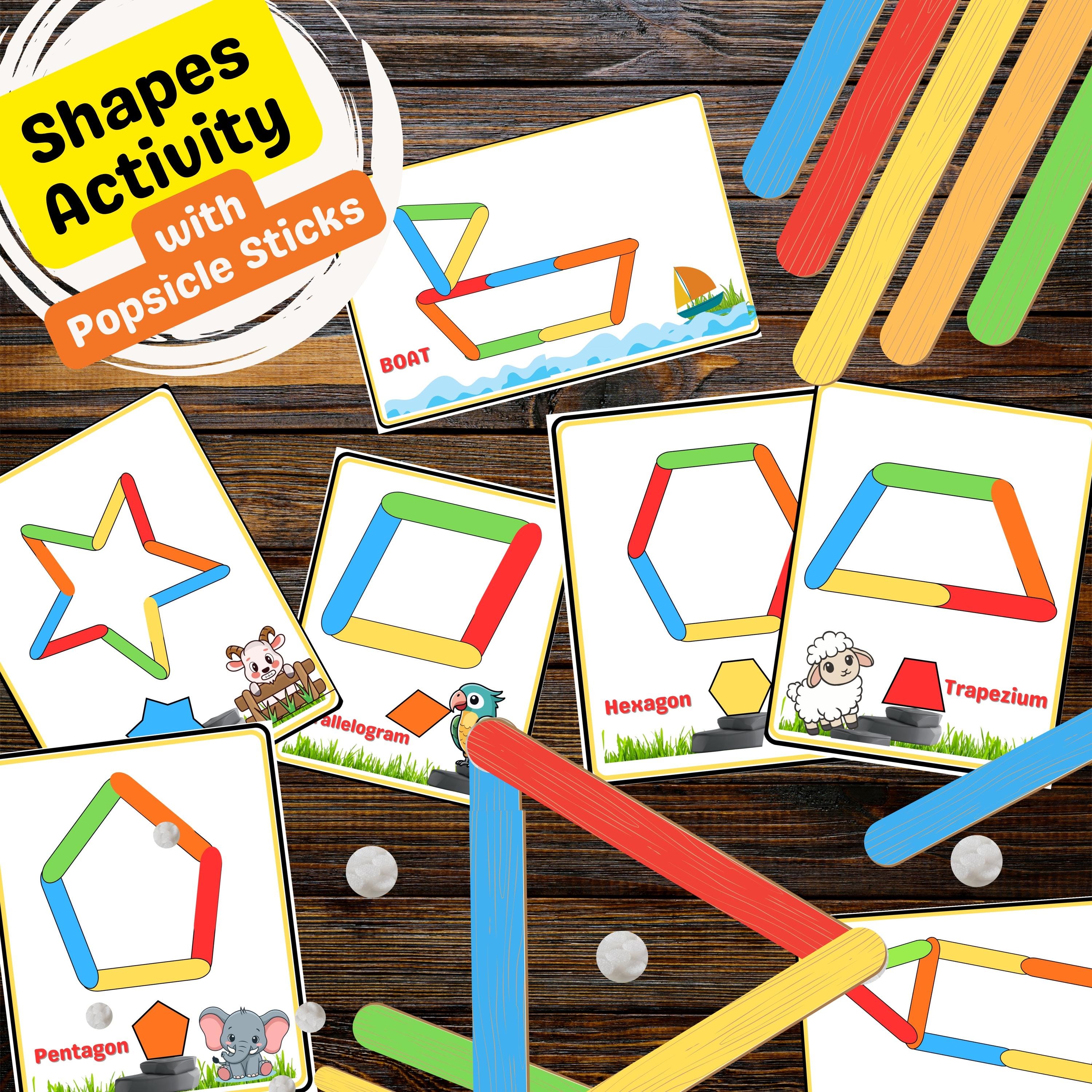 Popsicle Stick Shapes Activity: Montessori Printable Templates (digital ...