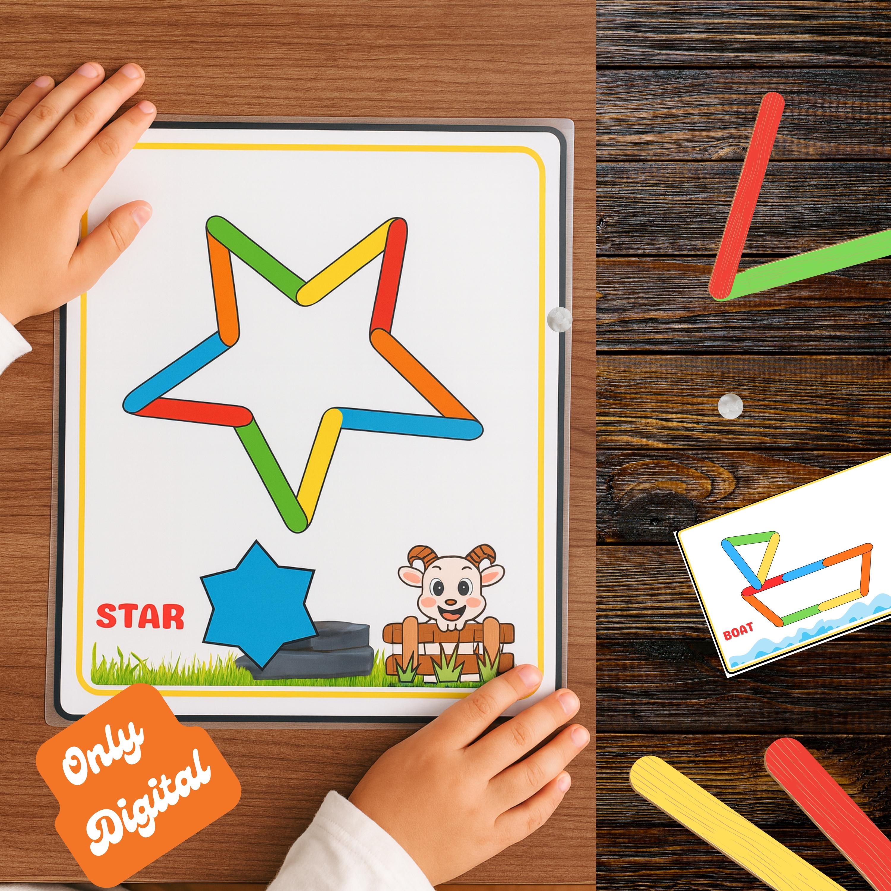 Popsicle Stick Shapes Activity for Kids Printable Craft Templates ...
