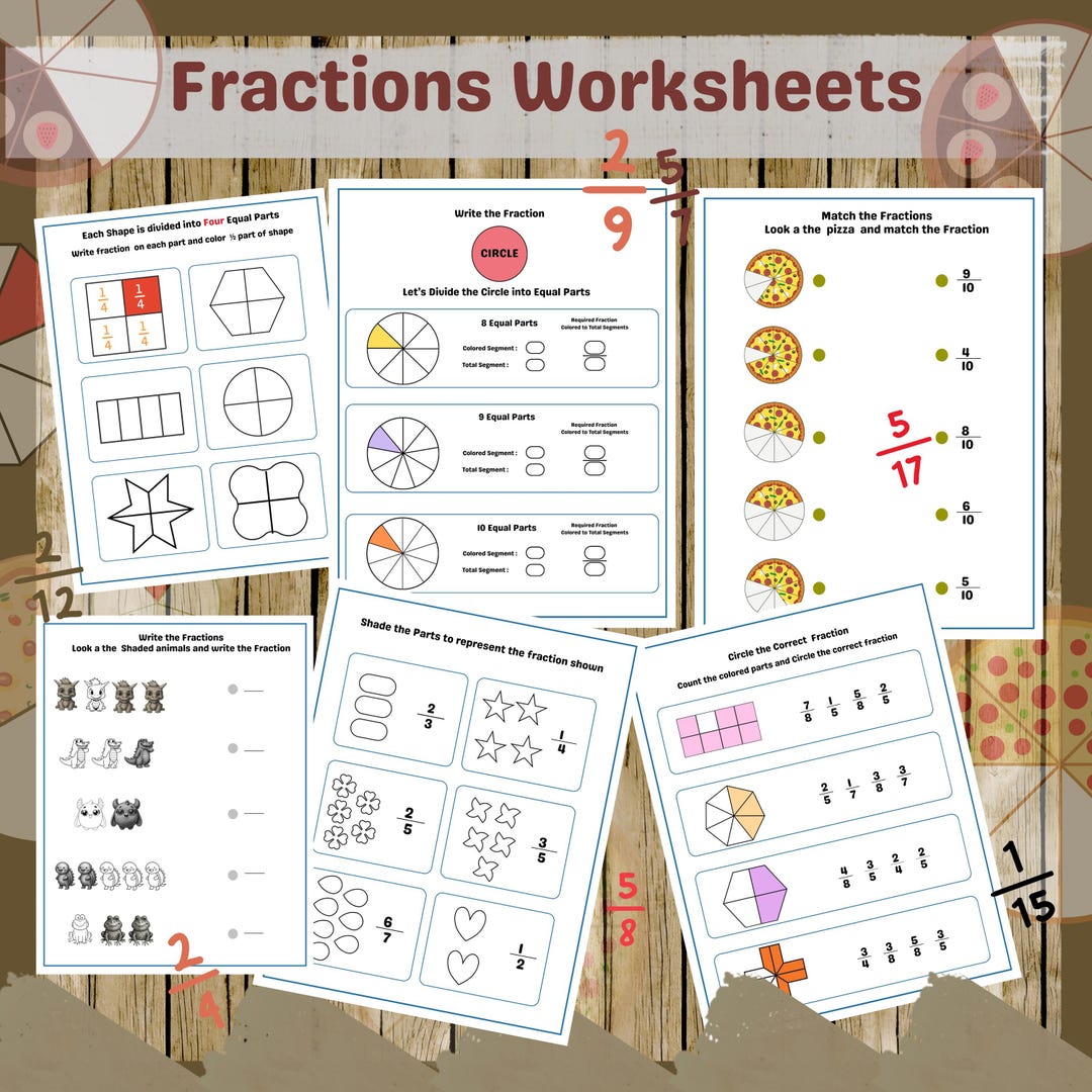 Fractions Worksheets for Kids: Visual Math Practice (20 Pages, PDF ...