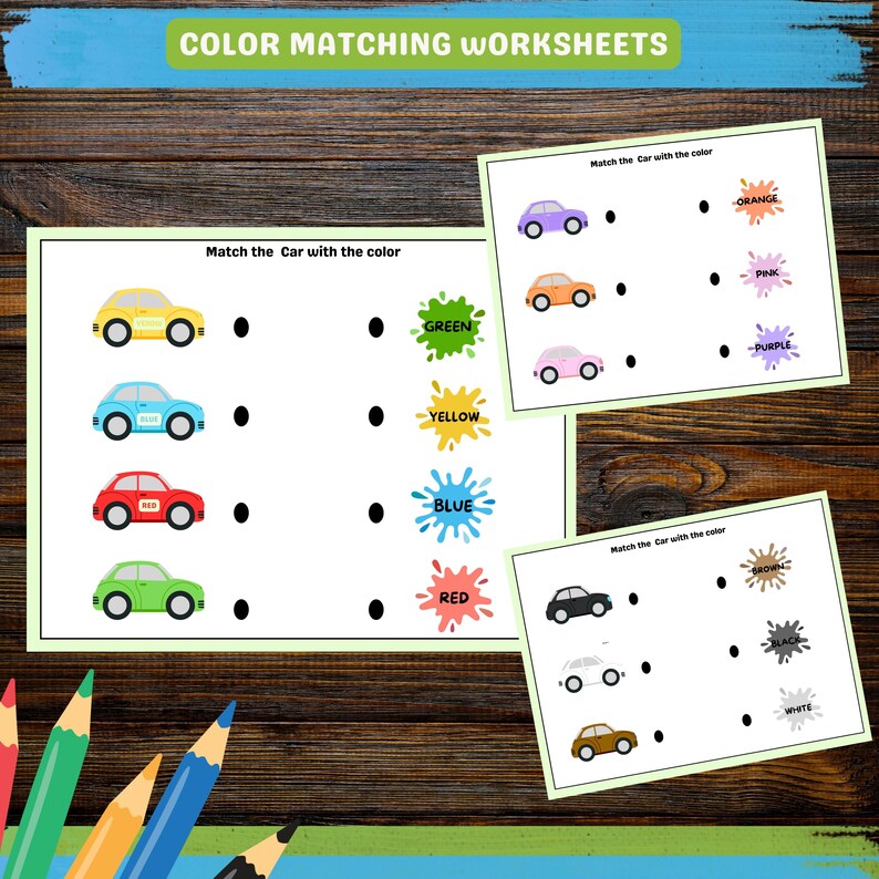 Car Garage Color Matching Activity for Toddlers, Cut Paste Game ...