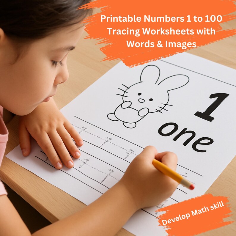 Printable Numbers 1 to 100 Tracing Worksheets With Words & Images ...