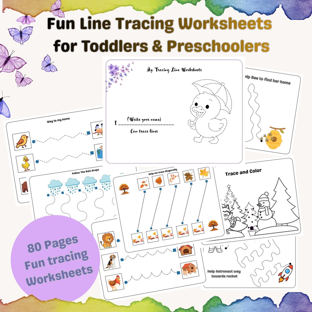 Fun Line Tracing Worksheets Bundle for Toddlers & Preschoolers (80 ...