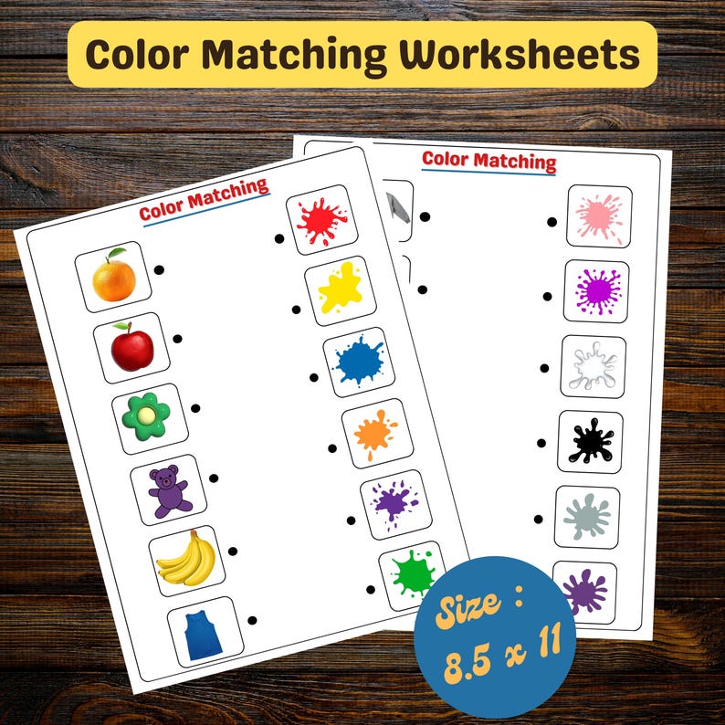 50 Printable Matching Worksheets Bundle | Kindergarten Preschool ...