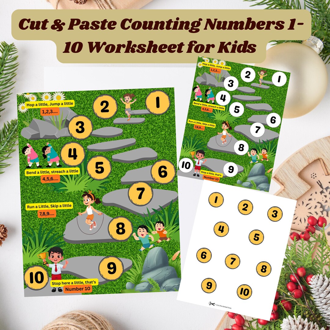 Cut & Paste Counting Numbers 1-10 Worksheet for Kids | Number ...