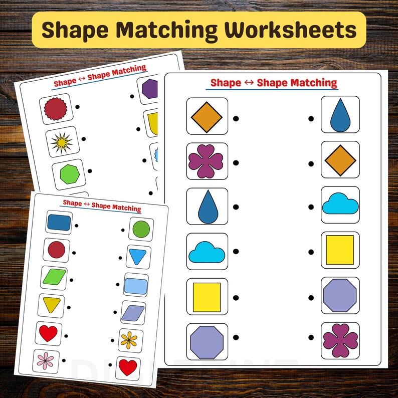 50 Printable Matching Worksheets Bundle | Kindergarten Preschool Activity Sheets | Busybook ...