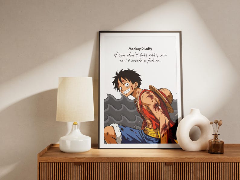 Luffy One Piece Anime Poster, Motivational Quote Wall Art (digital ...