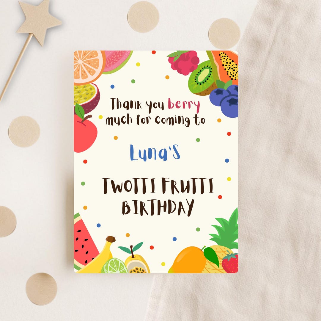 Twotti Frutti Birthday Custom Text • Personalised Wording • 2nd ...
