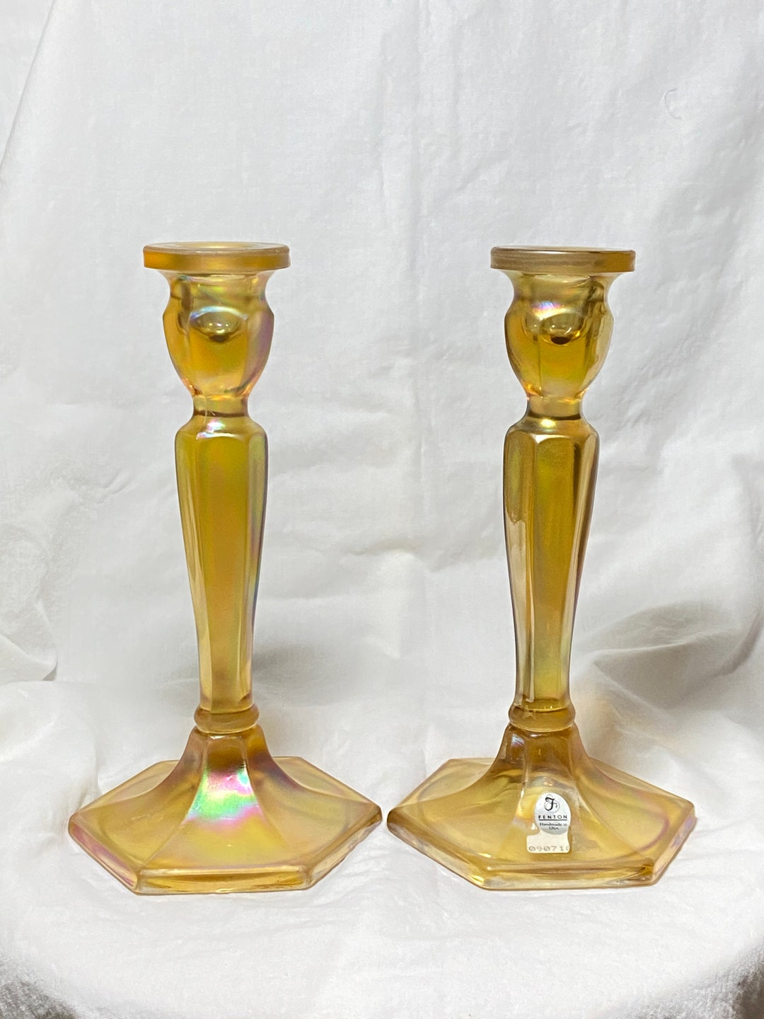 Fenton Gold Irridescent Candlesticks 8.5" (pair) - Etsy