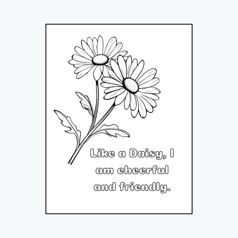 Kids Affirmation Coloring Book: Positive Flower Messages for Ages 4-8 ...