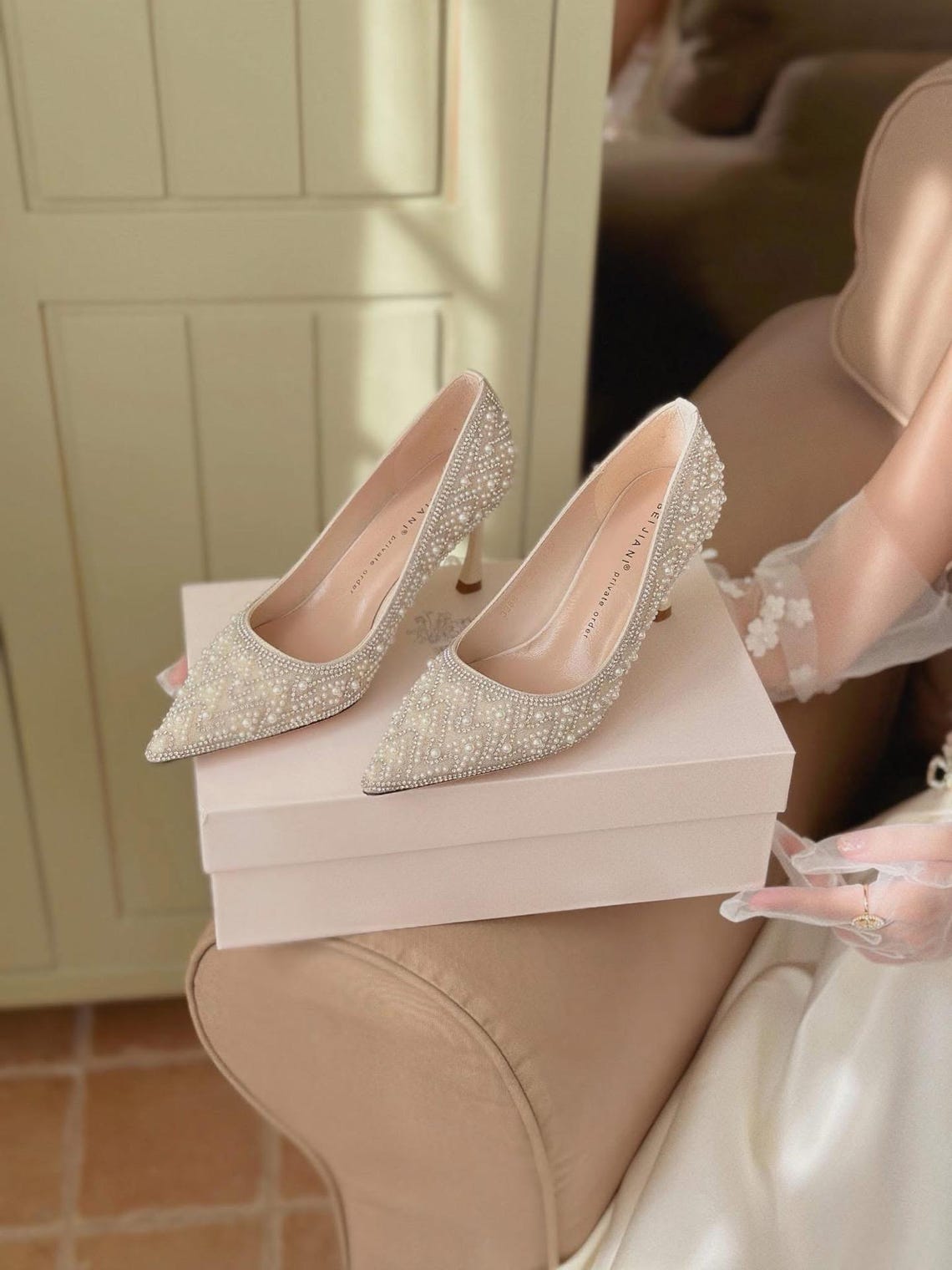 Pearl Crystal Bridal Heels – Elegant Ivory Wedding Shoes, Gift for Her - Etsy Canada