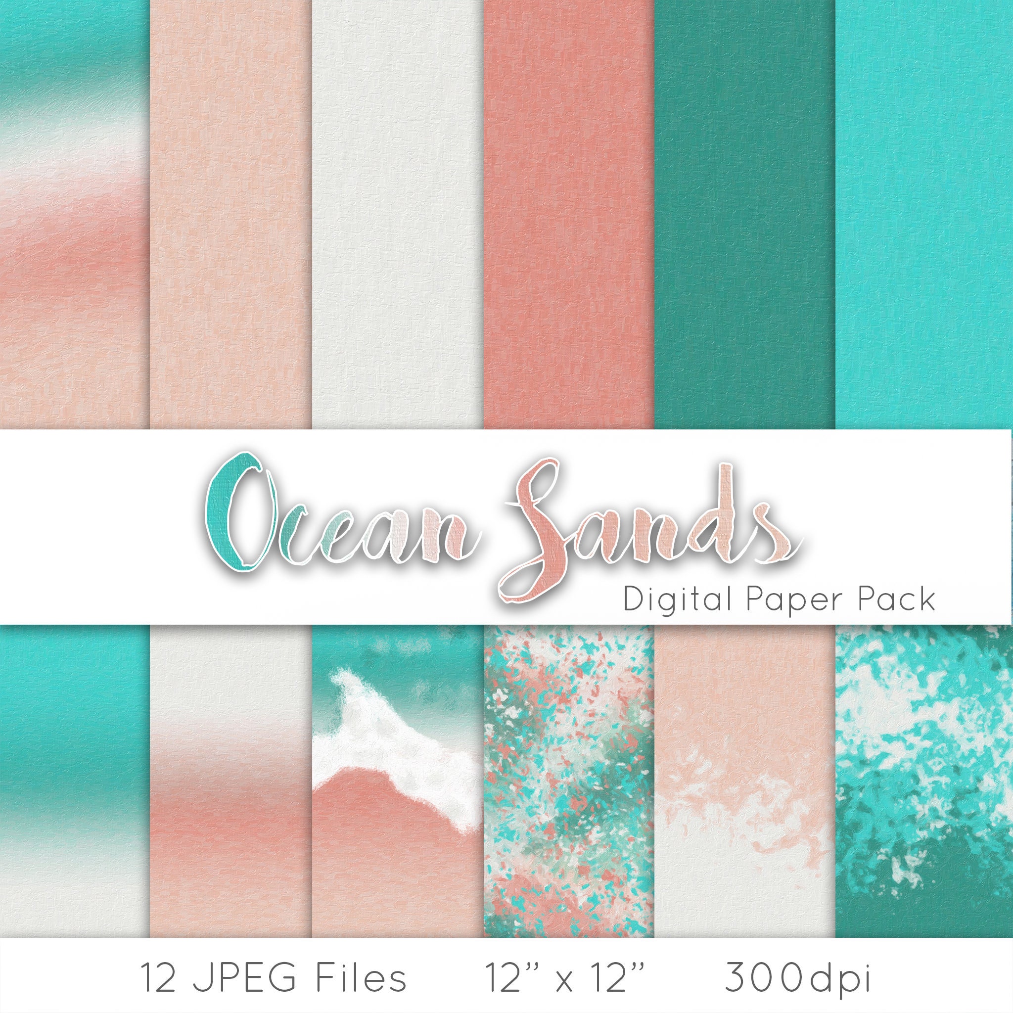 Digital Scrapbook Paper Ocean Sands Paint Ocean Background - Etsy
