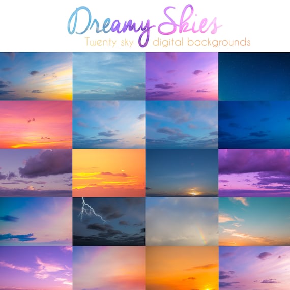 Dreamy Skies Digital Backgrounds Set of 20 | Etsy