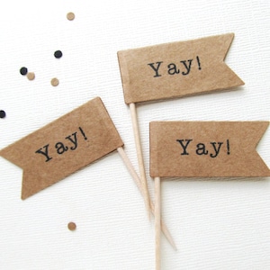 Graduation Cupcake Toppers, Yay! Kraft Pennant Flag Party Picks ...
