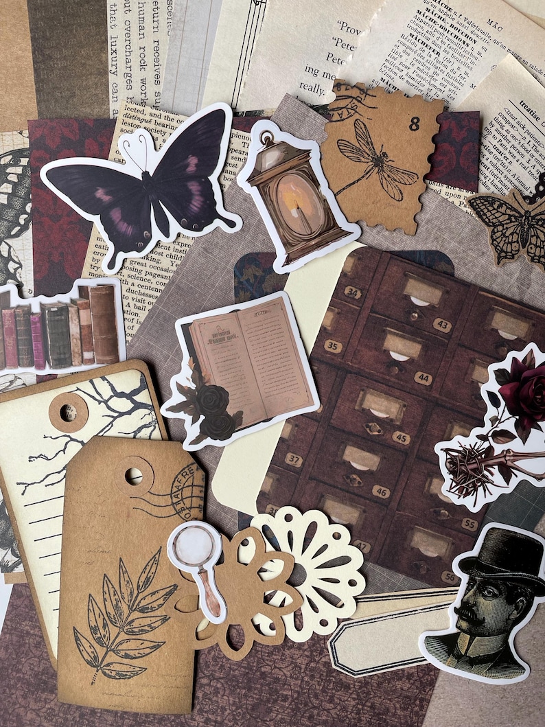 Journaling Ephemera, Dark Academia Scrapbooking Kit, Junk Journal ...