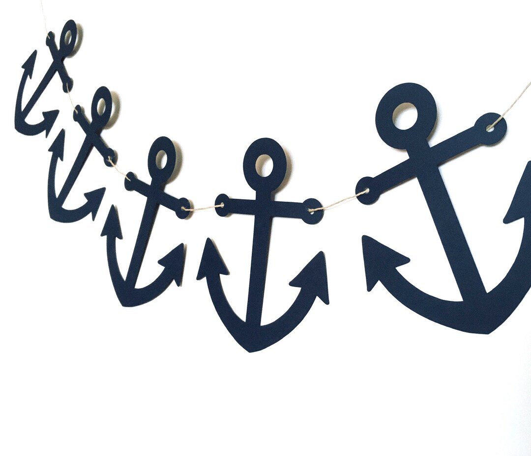 Anchor Garland, Nautical Bunting, Party Decor, Wedding, Baby Shower ...
