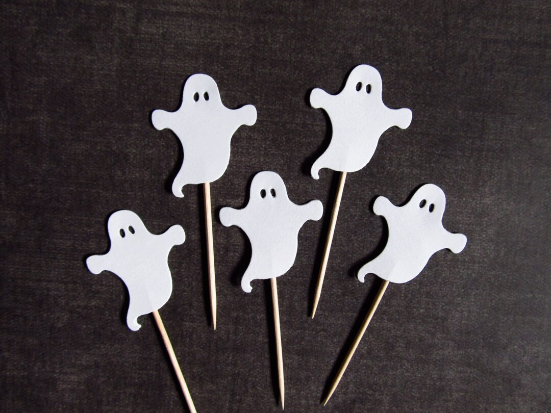 Halloween Cupcake Toppers, Ghost Party, White, Double-sided, Spooky Fun ...