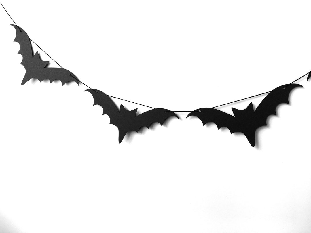 Halloween Bat Garland, Bunting Party Decor, October Birthday Banner ...