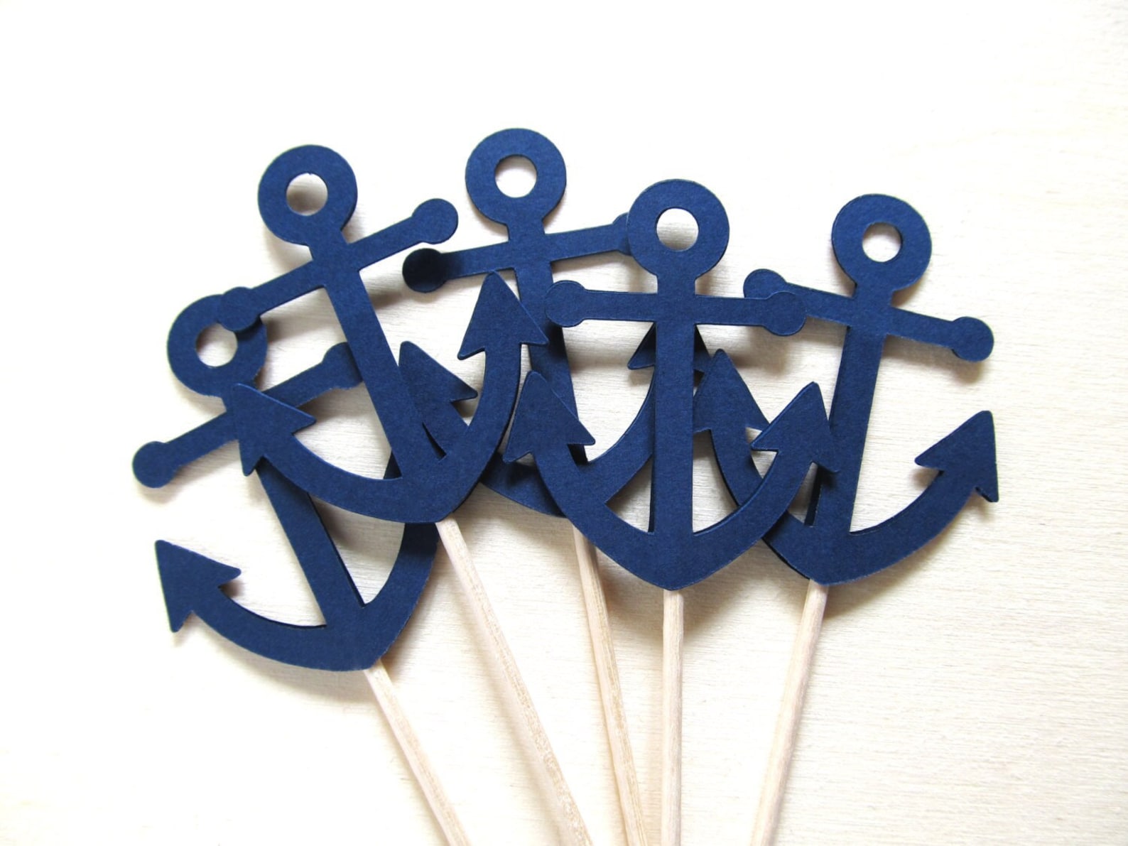 Nautical Anchor Cupcake Toppers, Dark Navy Blue, Baby Shower, Wedding ...