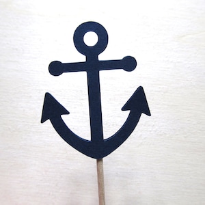 Nautical Anchor Cupcake Toppers, Dark Navy Blue, Baby Shower, Wedding ...