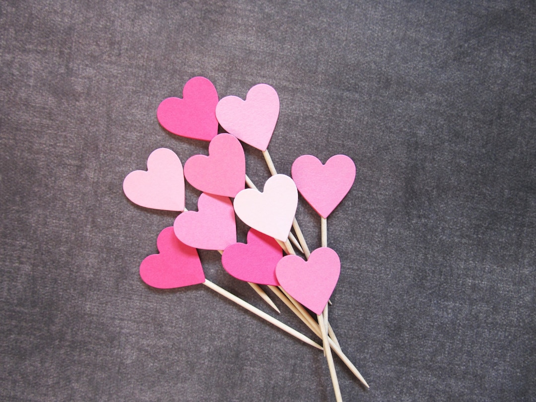 Mixed Pink Heart Cupcake Toppers, Food Picks, Party Decor, Sweet 16 ...